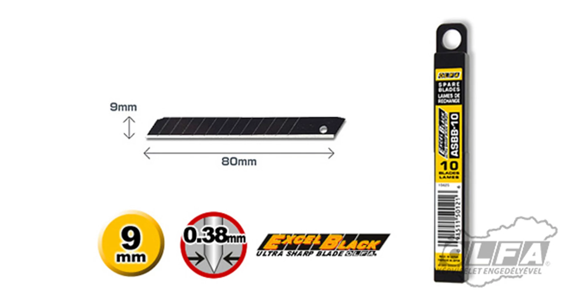 OLFA ASBB-10 - 9mm-es standard tördelhető penge 10db | olfa Standard